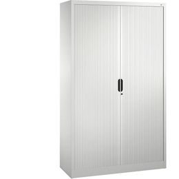 C+P Rollladenschrank mit Horizontal-Jalousie, HxBxT 1980 x 1200 x 420 mm, 4 Fachböden, 5 Ordnerhöhen, verkehrsweiß