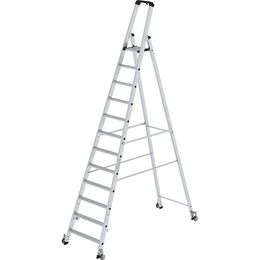 MUNK Stufen-Stehleiter, einseitig, Ausführung mobil, 12 Stufen, Plattformhöhe 2810 mm