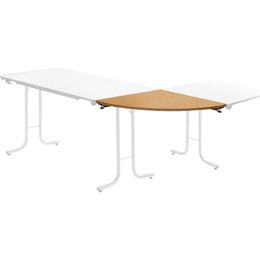 Anbautisch zu Klapptisch, Plattenform Viertelkreis, 700 x 700 mm, Gestell schwarz, Platte Buche-Dekor kaiserkraft