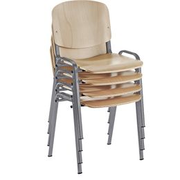 Stapelstuhl, ergonomisch geformt, Buche / Gestell alufarben, VE 4 Stk kaiserkraft