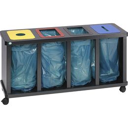 Var Wertstoffsammelstation Tetris, 4 x 58 l mit Klemmring, antik-silber