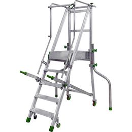 Mobile Alu-Podesttreppe, klappbar, mit gerieften Aluminiumstufen, 5 Stufen inkl. Plattform kaiserkraft