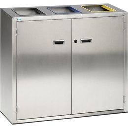 Var Wertstoffsortierstation, Edelstahl, 3 x 90 l Volumen, mit offenem Einwurf
