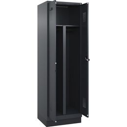 Schwarz-Weiß-Spind Evolo PLUS, 1 Abteil, Trennwand verkürzt, grau, B 600 mm, mit Bodensockel, Sicherheits-Drehriegel kaiserkraft
