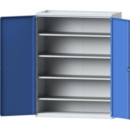 eurokraft pro Schwerlastschrank JUMBO aus Stahlblech, 4 durchgehende Fachböden, lichtgrau/lichtblau