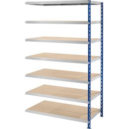 eurokraft basic Großfach-Steckregal, T 800 mm, mit Spanplattenböden, Anbauregal, HxB 2522 x 1525 mm