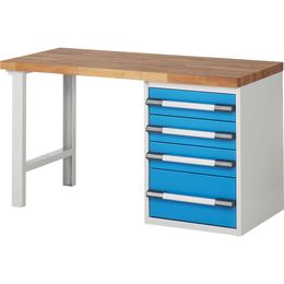 eurokraft pro Werkbank, Baukastensystem Serie 7000, 4 Schubladen, BxT 1500 x 700 mm