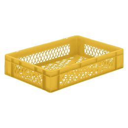 Euro-Format-Stapelbehälter, Wände und Boden durchbrochen, LxBxH 600 x 400 x 120 mm, gelb, VE 5 Stk kaiserkraft