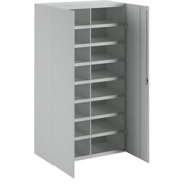Pavoy Fächerregalschrank, 16 Fächer, mit Türen, grau