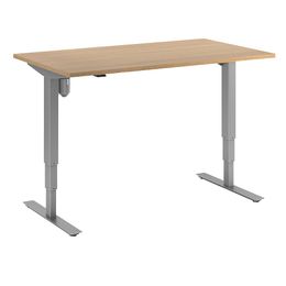 Schreibtisch Atlanta, elektrisch höhenverstellbar, gerade, BxT 1400 x 800 mm, Buche/silber kaiserkraft