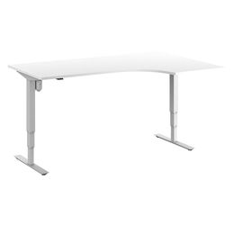 Schreibtisch Atlanta, elektrisch höhenverstellbar, Ecke, BxT 1800 x 1200 mm, weiß/weiß, rechts kaiserkraft