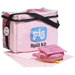 PIG Notfall-Kit in Klarsichttasche, Ausführung Chemikalien, absorbiert 54,4 l