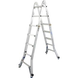Krause Gelenk-Teleskopleiter, verwendbar als Steh- oder Anlegeleiter, 4 x 5 Sprossen