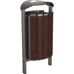 PROCITY Abfallkorb SILAOS® mit Ascher, Stahl / Recycling-Kunststoff, zum Einbetonieren, grau/braun