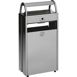 Var Abfallsammler mit Ascher und Regenschutzdach, Volumen 60 l, BxHxT 480 x 960 x 250 mm, silber