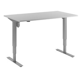 Schreibtisch Atlanta, elektrisch höhenverstellbar, gerade, BxT 1400 x 800 mm, lichtgrau/silber kaiserkraft