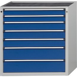 ANKE Schubladenschrank ohne Platte, Breite 910 mm, Schubladentraglast 200 kg, 7 Schubladen, Front enzianblau