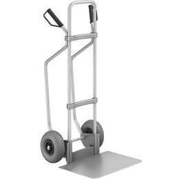 eurokraft pro Aluminium-Sackkarre mit Kufen, Schaufel-BxT 450 x 500 mm, Alu, PU-Bereifung, ab 2 Stk
