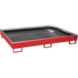 eurokraft pro Regal-Bodenwanne mit PE-Einsatz, 240 l Auffangvolumen, LxBxH 1765 x 1315 x 255 mm, rot, ab 3 Stk