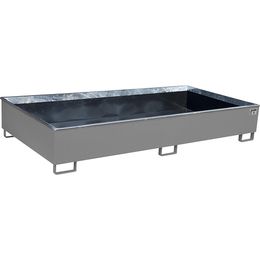 eurokraft pro Regal-Bodenwanne mit PE-Einsatz, 1000 l Auffangvolumen, LxBxH 2665 x 1315 x 440 mm, grau, ab 3 Stk