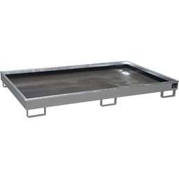 eurokraft pro Regal-Bodenwanne mit PE-Einsatz, 240 l Auffangvolumen, LxBxH 2165 x 1315 x 230 mm, grau, ab 3 Stk