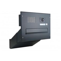 Kamera Durchwurf Briefkasten in RAL 9005 mit Videostation Busch-OneTouch (7") in schwarz mit Aufputzmontagedose - D-041