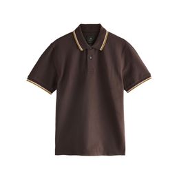 next Poloshirt Herren Gr&ouml;&szlig;e S schoko / mokka / senf / wei&szlig;