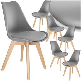 TecTake&reg; Set Esszimmerstuhl, Scandi-Design, massive Holzbeine, 49 x 53 x 82 cm