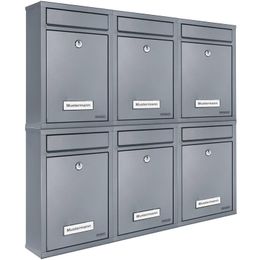 Monzana Briefkasten 6er-Set Silber mit je 2 Schlüsseln