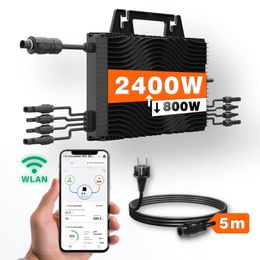 2400W Mikrowechselrichter Set mit 5m Kabel, f&uuml;r 4 Module, WLAN & Bluetooth, einstellbare Leistung 800W