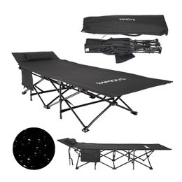24MOVE&reg; Feldbett Campingbett bis 150 kg In-und Outdoor Camping faltbar mit Seitentasche und Kissen