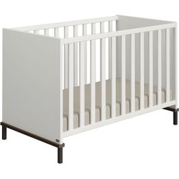 Babybett YUNY BY PAIDI "LOVELY ALIV in Off-White", wei&szlig; (off, wei&szlig;, schwarz, walnut), B:67,2cm H:81,9cm L:126,2cm, Holzwerkstoff, Massivholz, Babybetten, Babybett, Gitterbett h&ouml;henverstellbar, Kinderbett