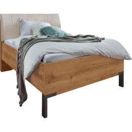Futonbett Wiemann "Monaco, Bettgestell, Bettrahmen, komfortables Polsterkopfteil", braun (bianco, eiche, champagner), B:109cm L:218cm, Betten, Futonbett, Polsterkopfteil aus Kunstleder, verschiedene Gr&ouml;&szlig;en, in Komforth&ouml;he