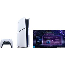 Playstation 5 Konsolen-Set "PS5 Disk Edition (Slim) + Elden Ring Nightreign Seekers Edition", schwarz-weiß (weiß, schwarz), B:21,6cm H:35,8cm T:9,6cm, Spielekonsolen