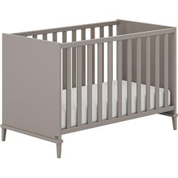 Babybett YUNY BY PAIDI "BROTHER STU in Taupe", grau (taupe), B:67,2cm H:81,9cm L:126,2cm, Holzwerkstoff, Massivholz, Babybetten, Babybett, Gitterbett h&ouml;henverstellbar, Kinderbett