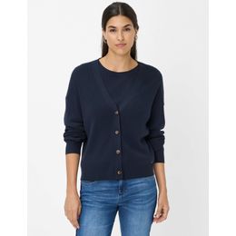 Cardigan Brax "Style ANIQUE", Damen, Gr. 36, blau (navy), Strick, 50% Viskose, 35% Polyamid, 15% Wolle, V-Ausschnitt, Strickjacken