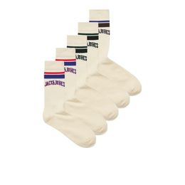 Jack & Jones JACK & JONES Socken 'JACMATEO' Herren Gr&ouml;&szlig;e 41/46 creme / dunkelblau / knallrot / schwarz