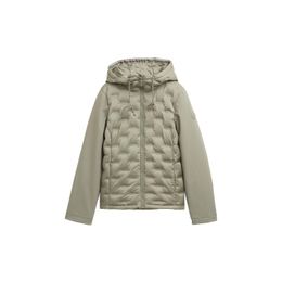 Tom Tailor Damen Hybrid Steppjacke mit Kapuze, grün, Uni, Gr. M
