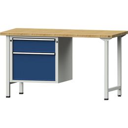ANKE Werkbank, Gestellbauweise Serie V, 2 Schubladen, Buchemassivplatte