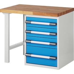 eurokraft pro Werkbank, Baukastensystem Serie 7000, 4 Schubladen, BxT 1000 x 700 mm