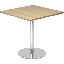 Besprechungstisch, LxB 800 x 800 mm, 755 mm hoch, Gestell verchromt, Platte Eiche-Dekor kaiserkraft
