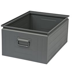 Stapelkasten aus Stahlblech, Volumen ca. 80 l, basaltgrau RAL 7012 kaiserkraft