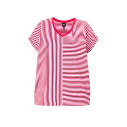 Ulla Popken Shirt Damen Gr&ouml;&szlig;e L/XL neonrot / wei&szlig;