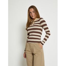 Minus Shirt 'Pammie' Damen Gr&ouml;&szlig;e XS creme / schoko