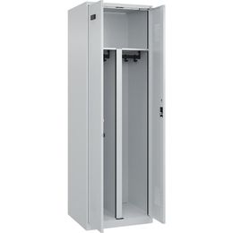 Schwarz-Weiß-Spind Evolo PLUS, 1 Abteil, Trennwand verkürzt, lichtgrau, B 600 mm, mit Bodengleitern, Zylinderschloss kaiserkraft