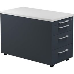 Mauser Schubladencontainer auf Rollen, HxT 529 x 800 mm, 3 Schubladen, anthrazitgrau / anthrazitgrau / lichtgrau