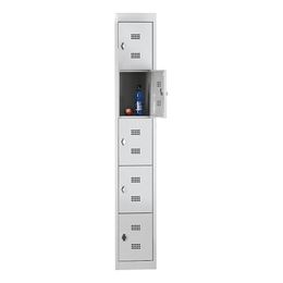 Wolf 5er-Schließfachschrank Hamburg, 1 Abteil, 5 Fächer, Höhe 320 mm, Breite 300 mm, Anbauelement, lichtgrau / lichtgrau