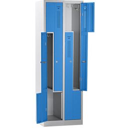 eurokraft basic Z-Spind Amsterdam, 2 Abteile, lichtgrau / lichtblau, Breite 590 mm