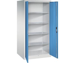 C+P Werkstatt-Flügeltürschrank, HxBxT 1950 x 930 x 800 mm, lichtgrau / lichtblau