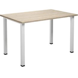 Mehrzwecktisch DUO-U, gerade Platte, Tiefe 800 mm, Breite 1200 mm, Eiche, weiß kaiserkraft